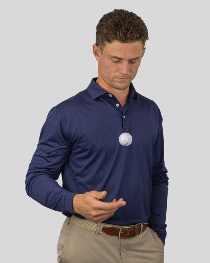 38 South Polo - Mens Platinum Solid LS – A2Z Golf